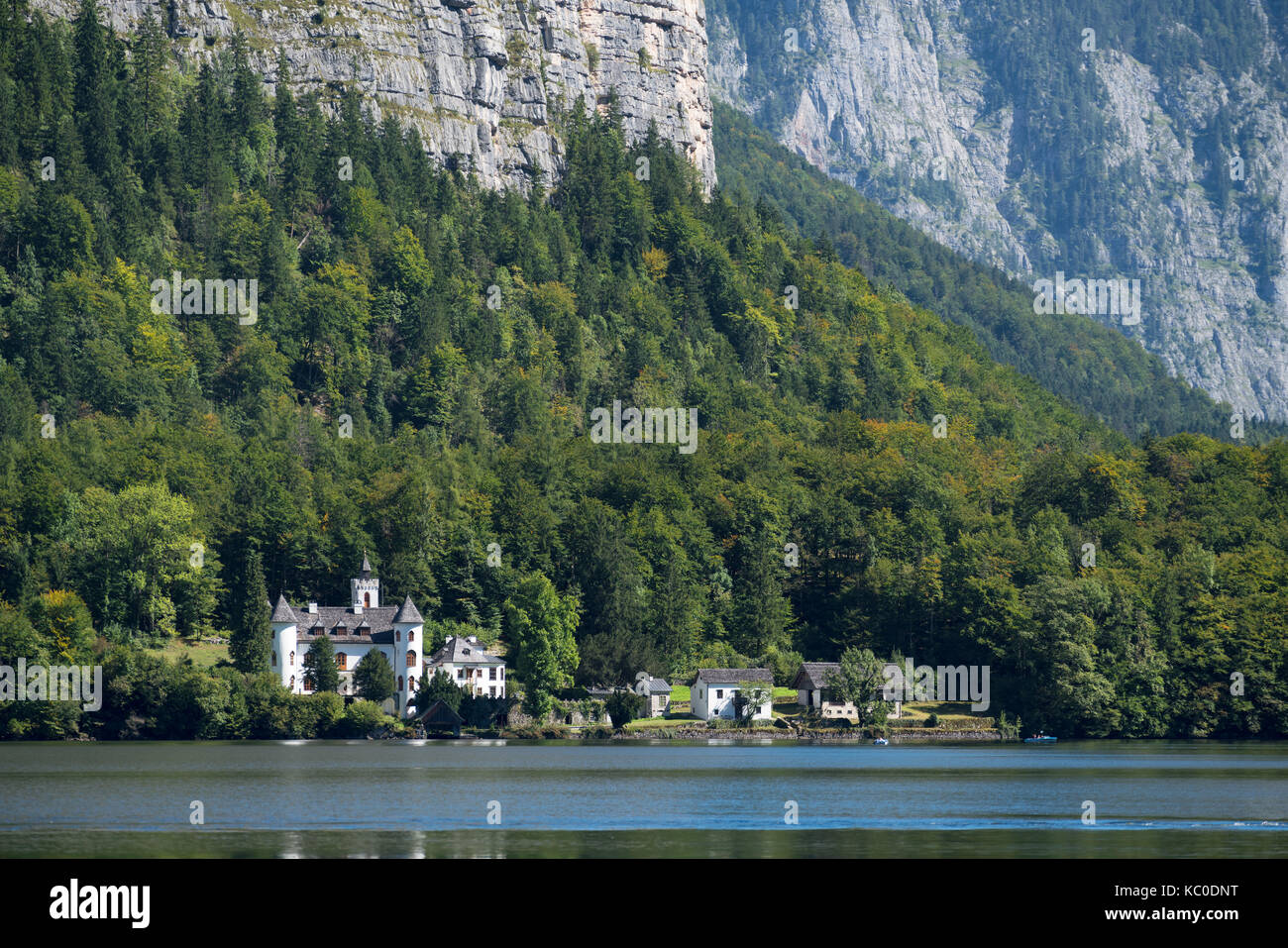 Castle Schloss on the Shoreline of Lake Hallstatt Stock Photo - Alamy