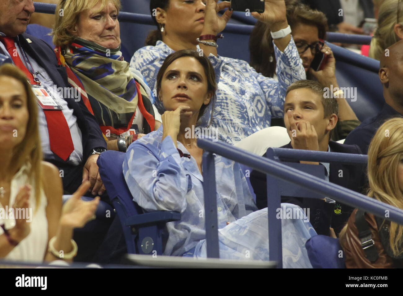 US Open Tennis 2017 - Day 2 Featuring: Victoria Beckham, Romeo Beckham ...