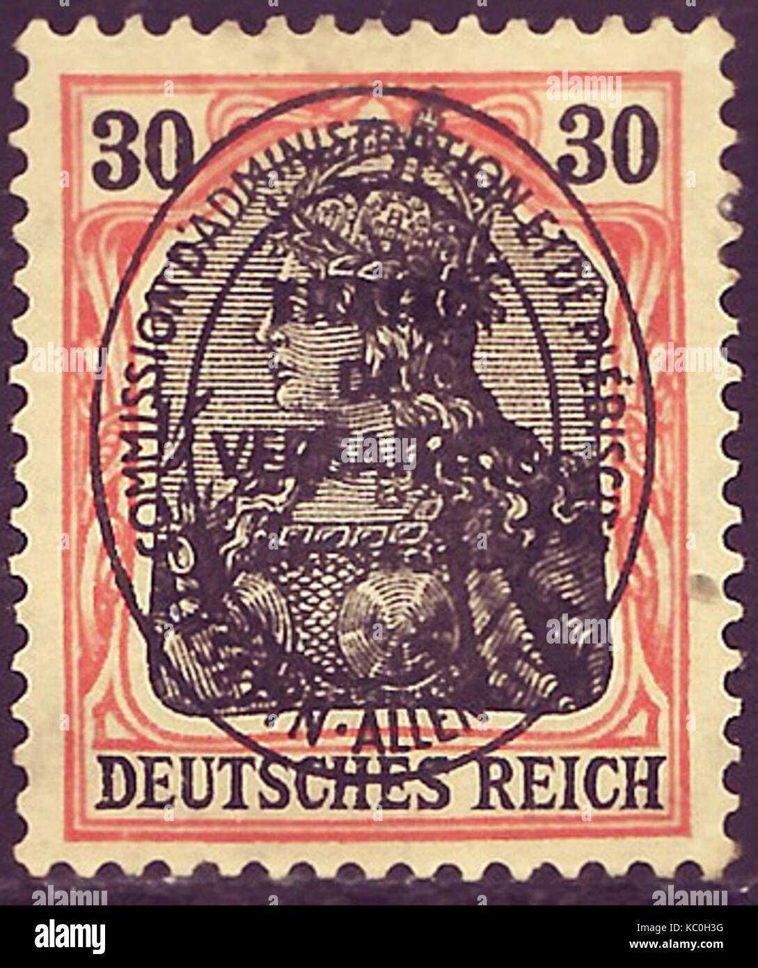 This 1920 German postal issue, Allenstein MiNr20, features a stamp from ...