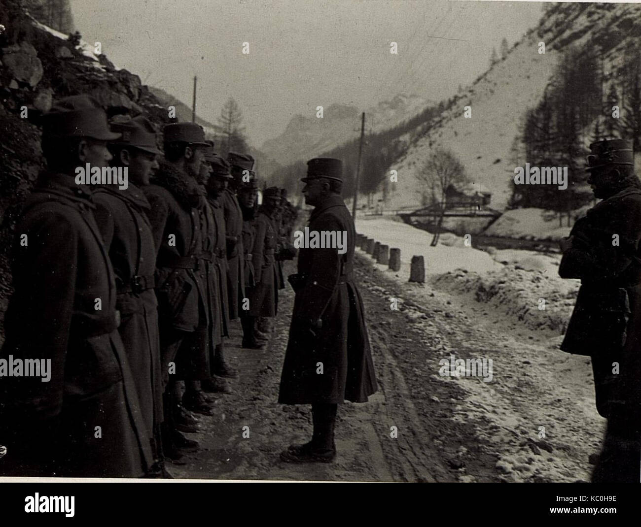 This image shows Field Marshal Freiherr von Conrad addressing troops of ...