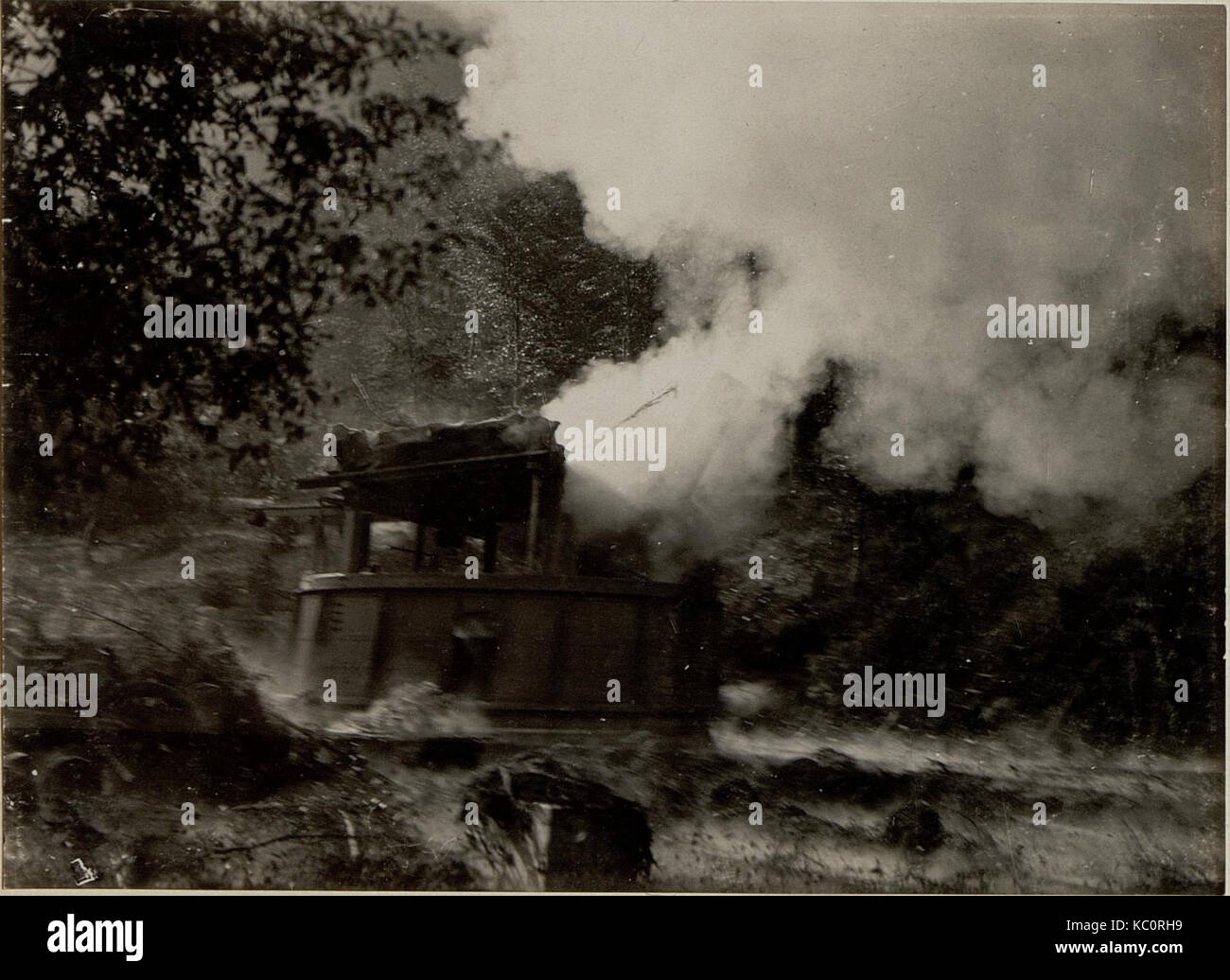 This image depicts a 42 cm howitzer in action at the Canaltal ...