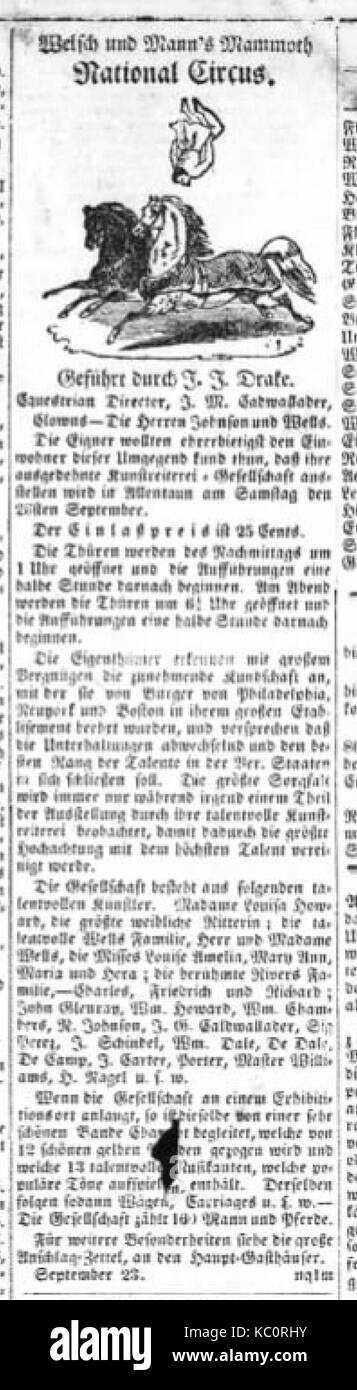 1846 National Circus Newspaper Ad Stock Photo - Alamy