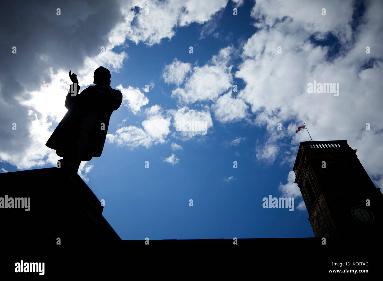 Manchester St Anns Square silhouetted Richard Cobden statue created by ...