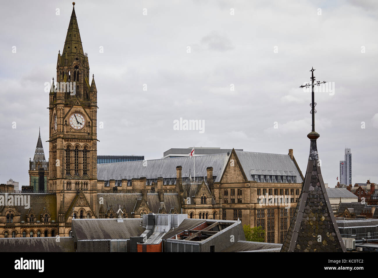 Manchester City Centre Town hall framed by the cross from the Hidden ...