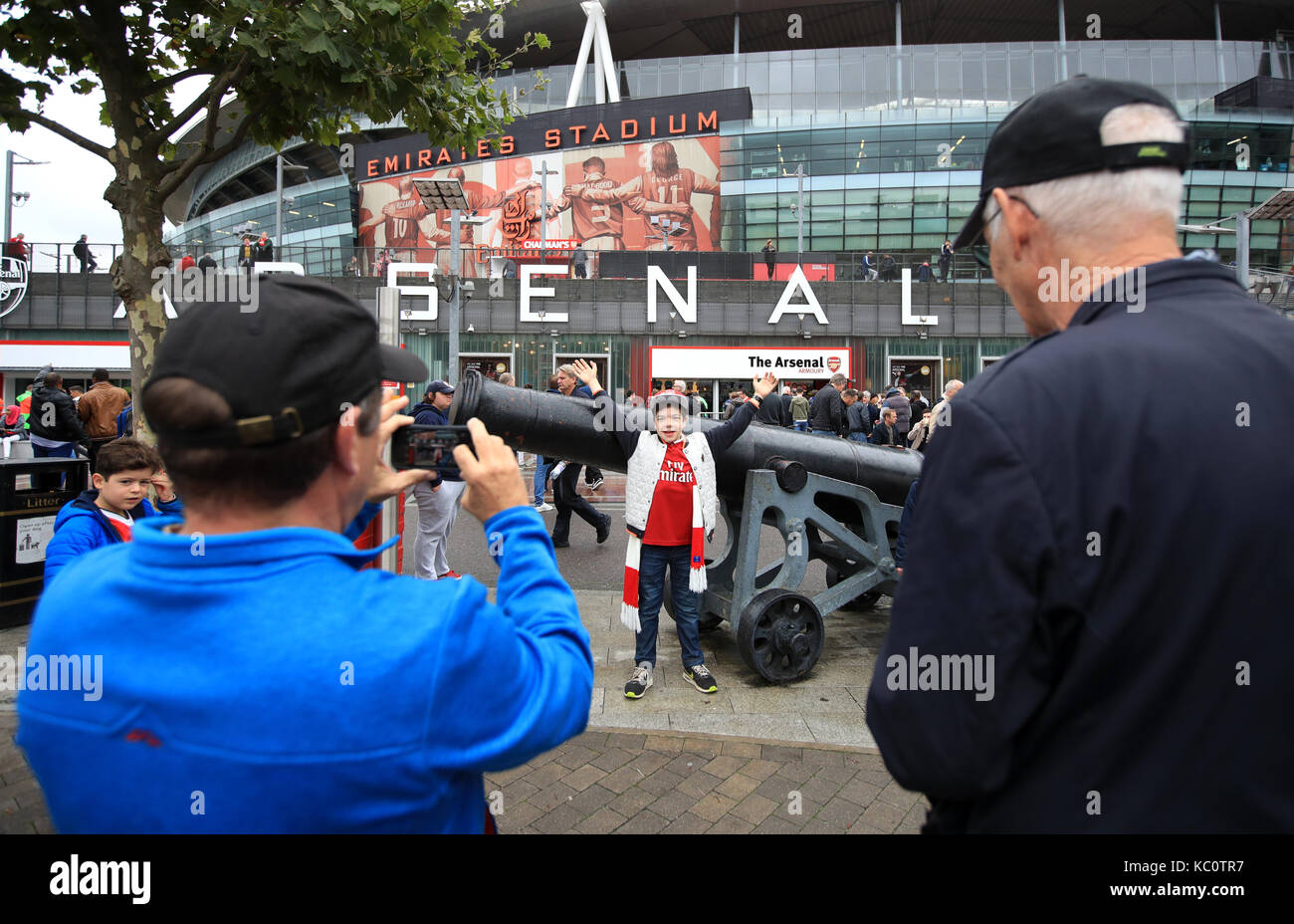 Arsenal fans outside the stadium before the Premier League match at the ...
