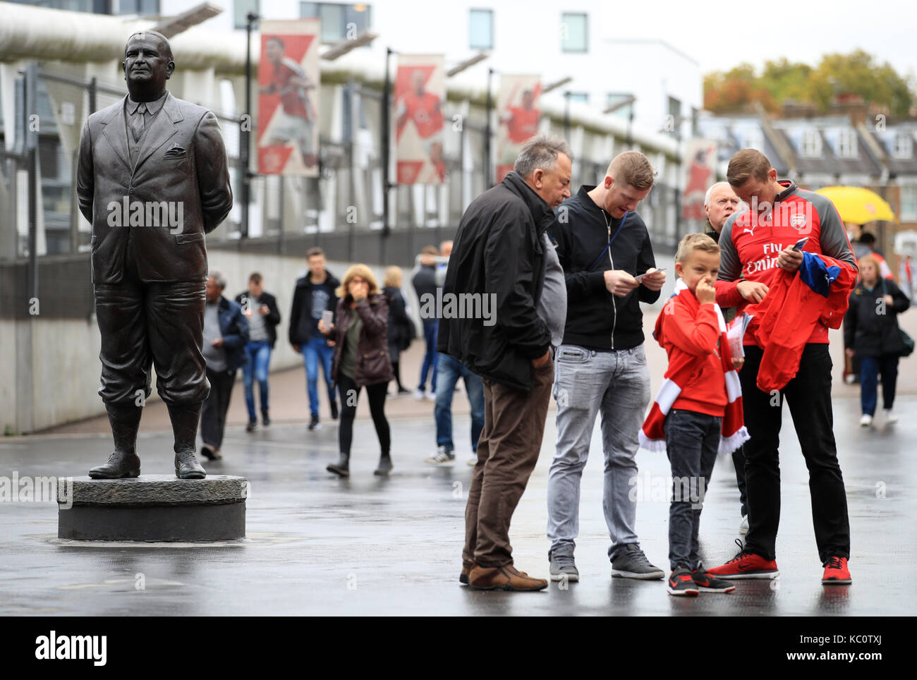 Arsenal fans outside the stadium before the Premier League match at the ...