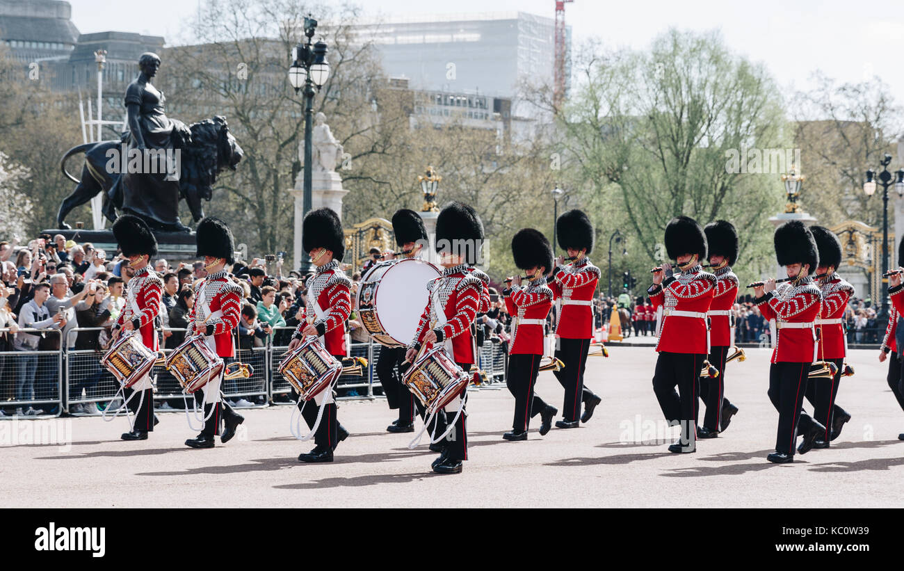 London, England - April 4, 2017: Royal Guards parade during traditional ...