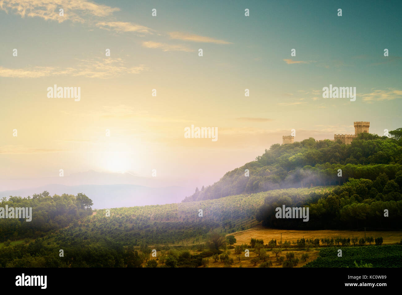 Italian Medieval Village landscape Stock Photo - Alamy