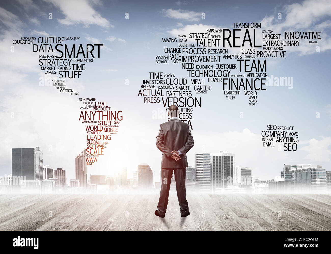 Motivation and inspiration concept with modern cityscape and bus Stock ...