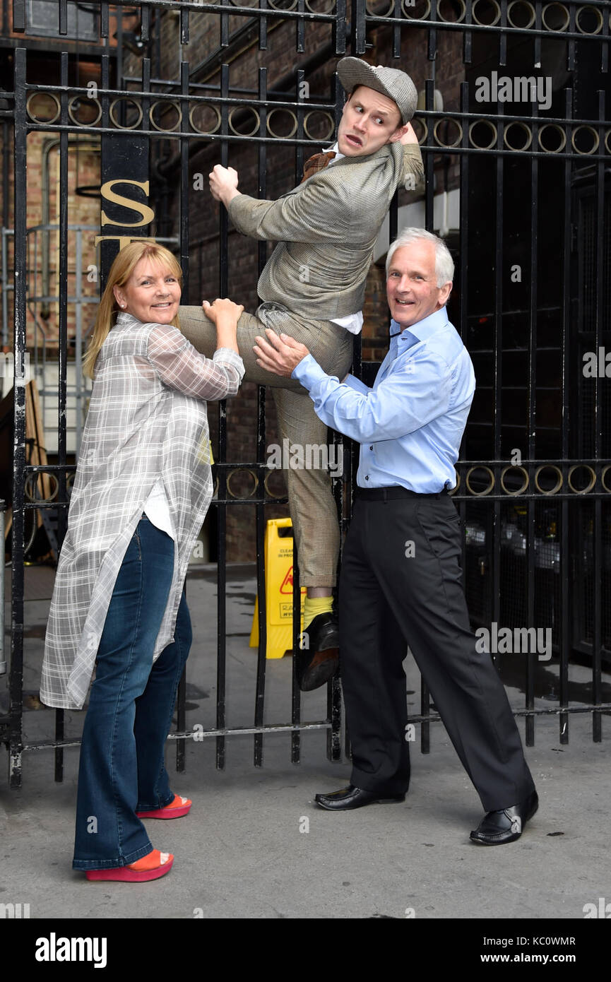 Nick and Jaqui Wisdom (Children of Norman Wisdom) pose on the steps of ...