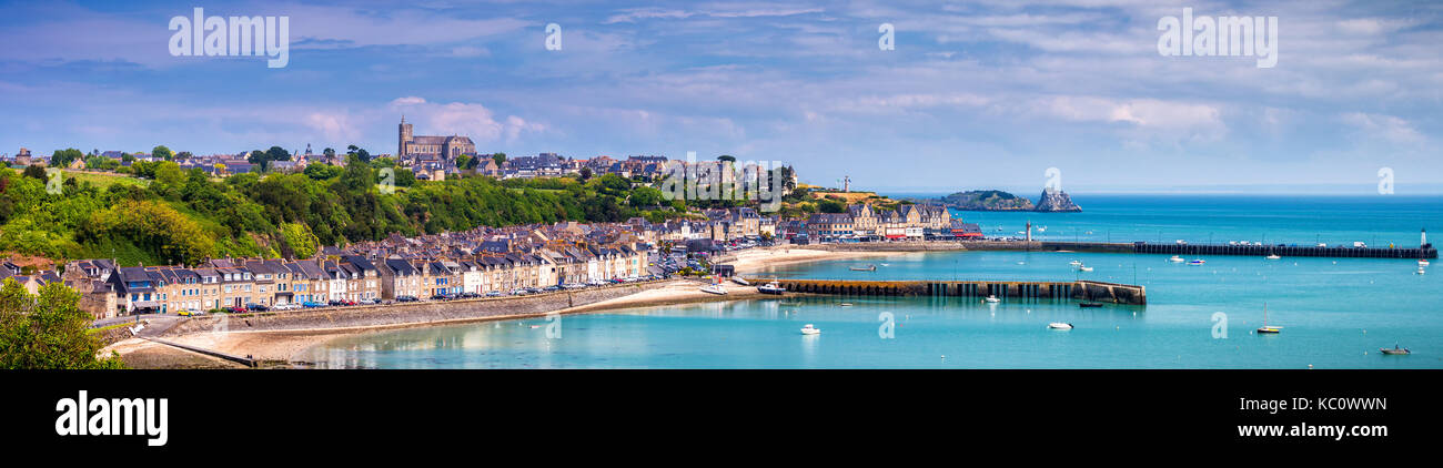 Panoramic view of Cancale, located on the coast of the Atlantic Ocean ...