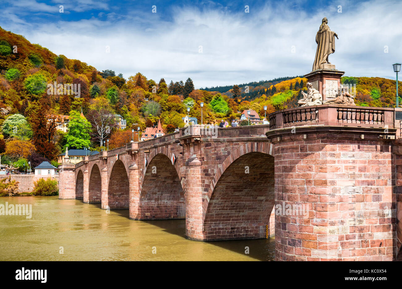 View on Heidelberg in autumn with red foliage including Carl Theodor ...