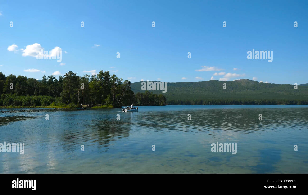 Boat transport on the river , ride down a beautiful tropical river ...