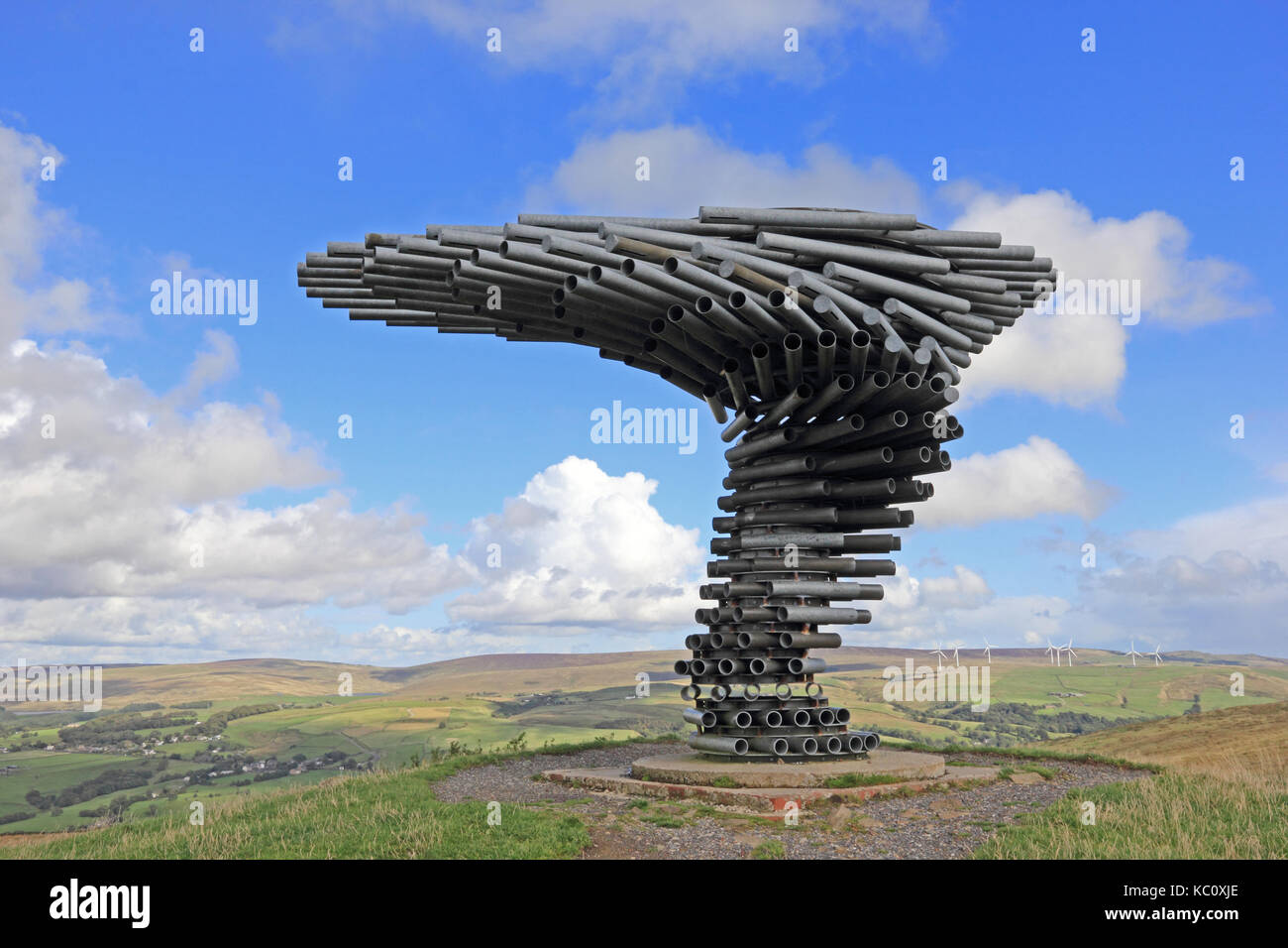 The Singing Ringing Tree sculpture on hill overlooking Burnley ...