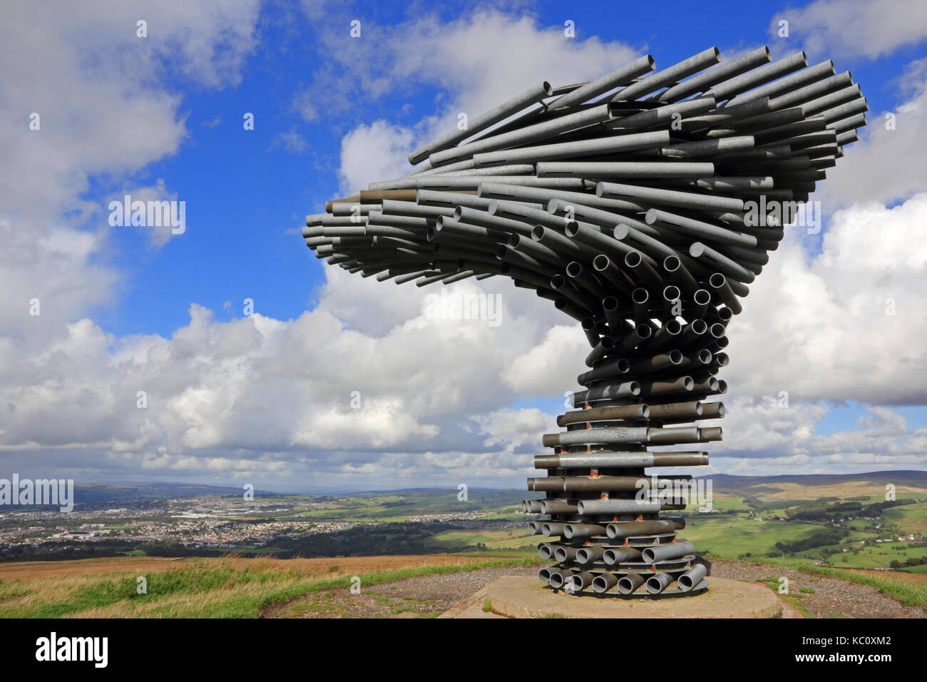 The Singing Ringing Tree sculpture on hill overlooking Burnley ...