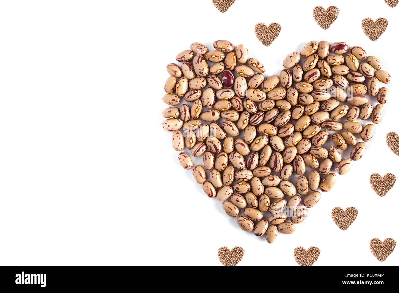 healthy beans forming heart shape isolated on white background Stock ...