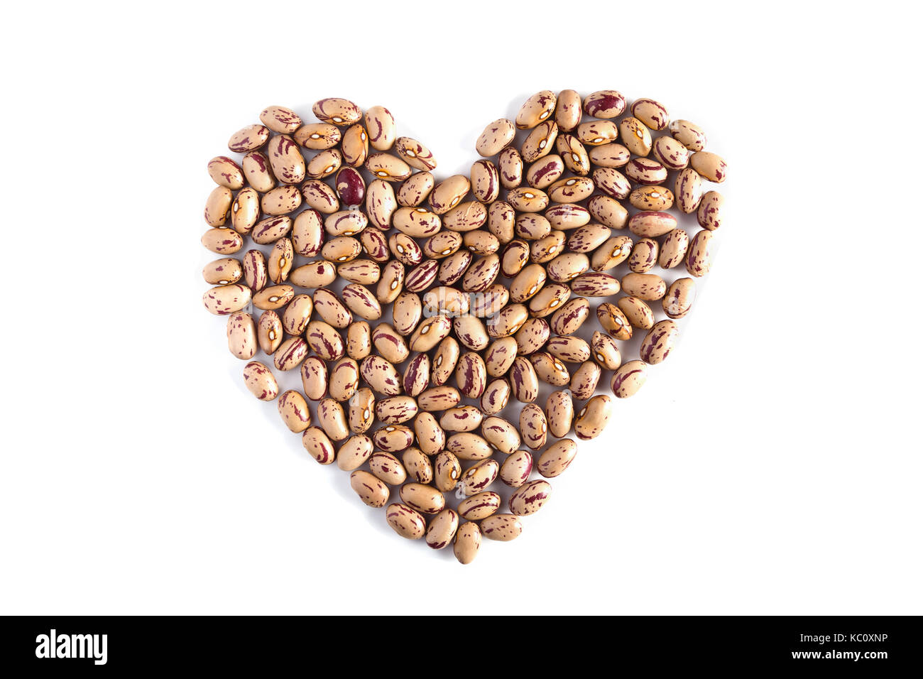 healthy beans forming heart shape isolated on white background Stock ...