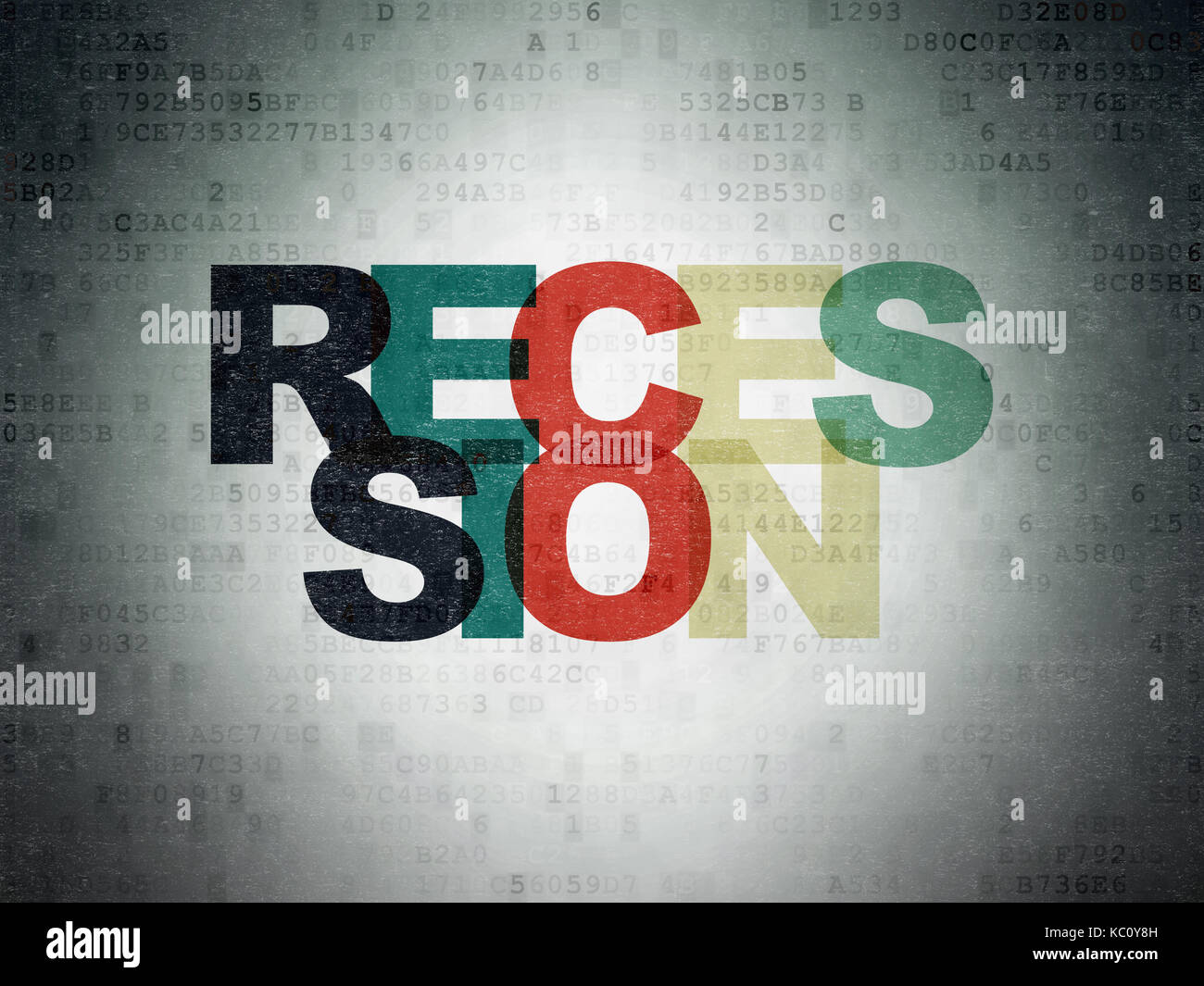 Business concept: Recession on Digital Data Paper background Stock ...