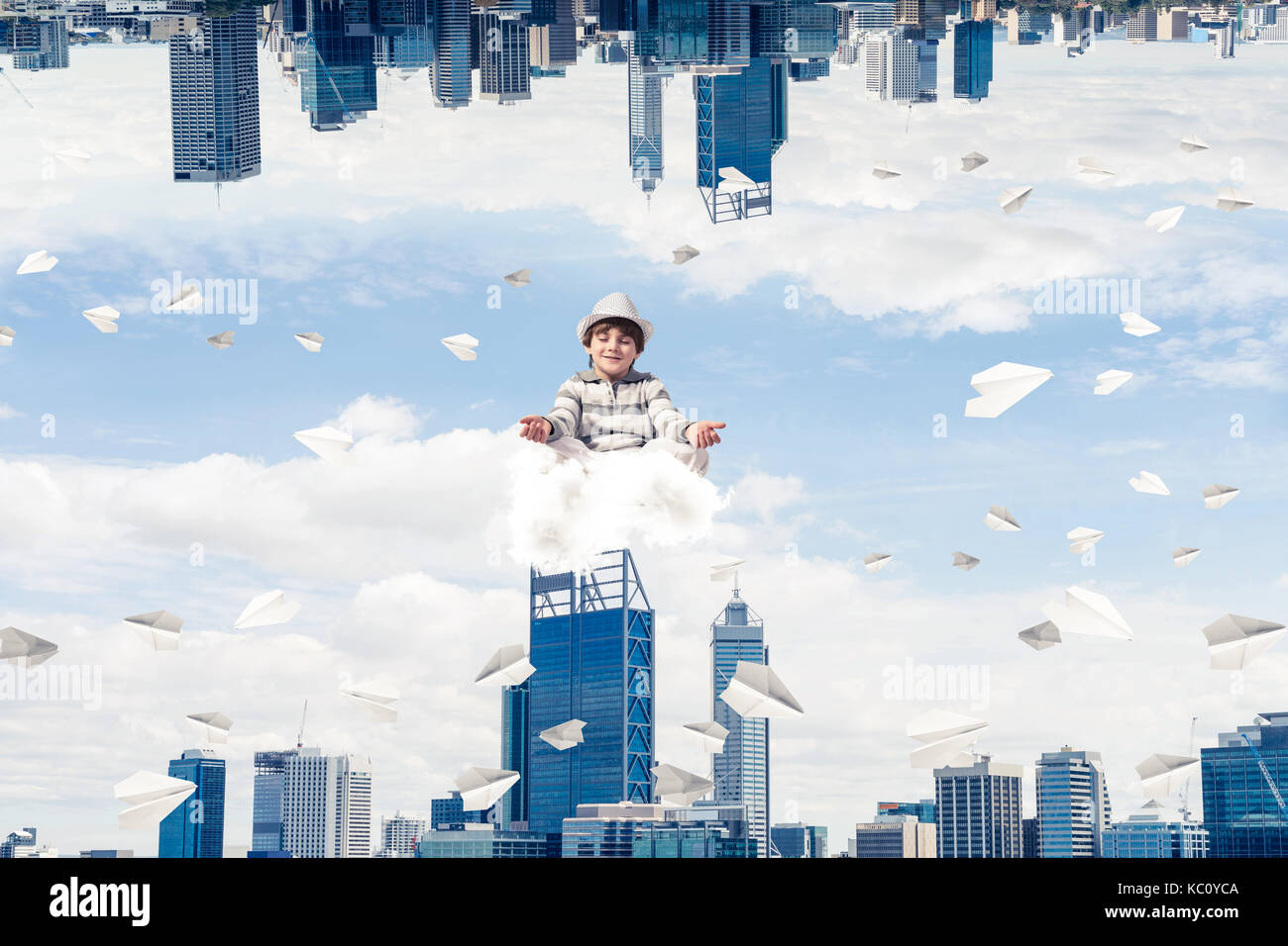 Young boy keeping mind conscious Stock Photo - Alamy