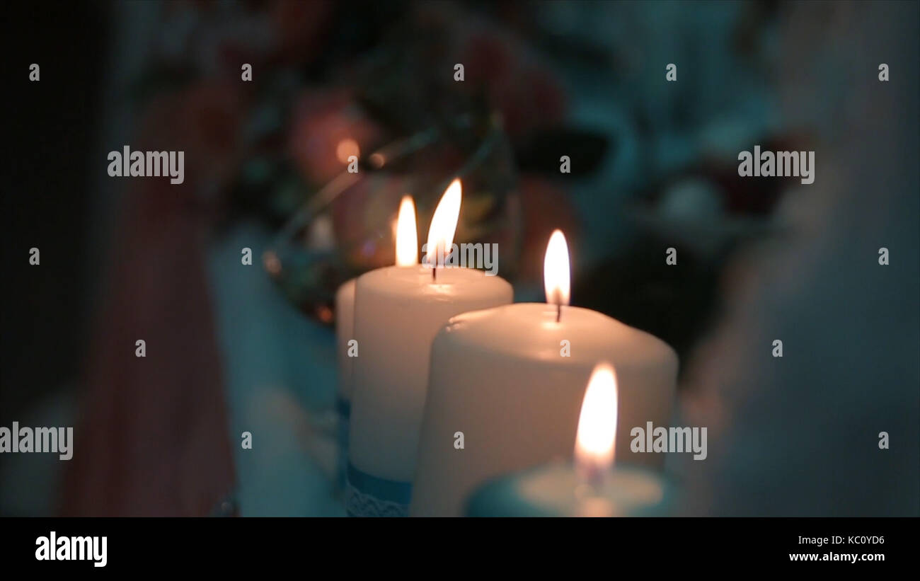 Lighting A Candle With A Match To Get A Romantic Candlelight. Amazing ...