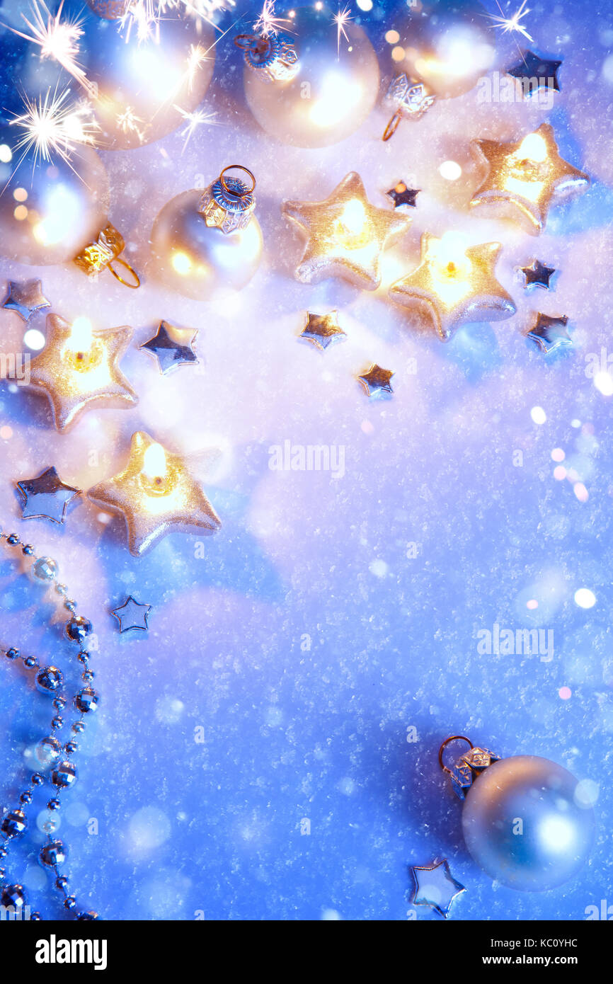 art blue snow Christmas background Stock Photo - Alamy