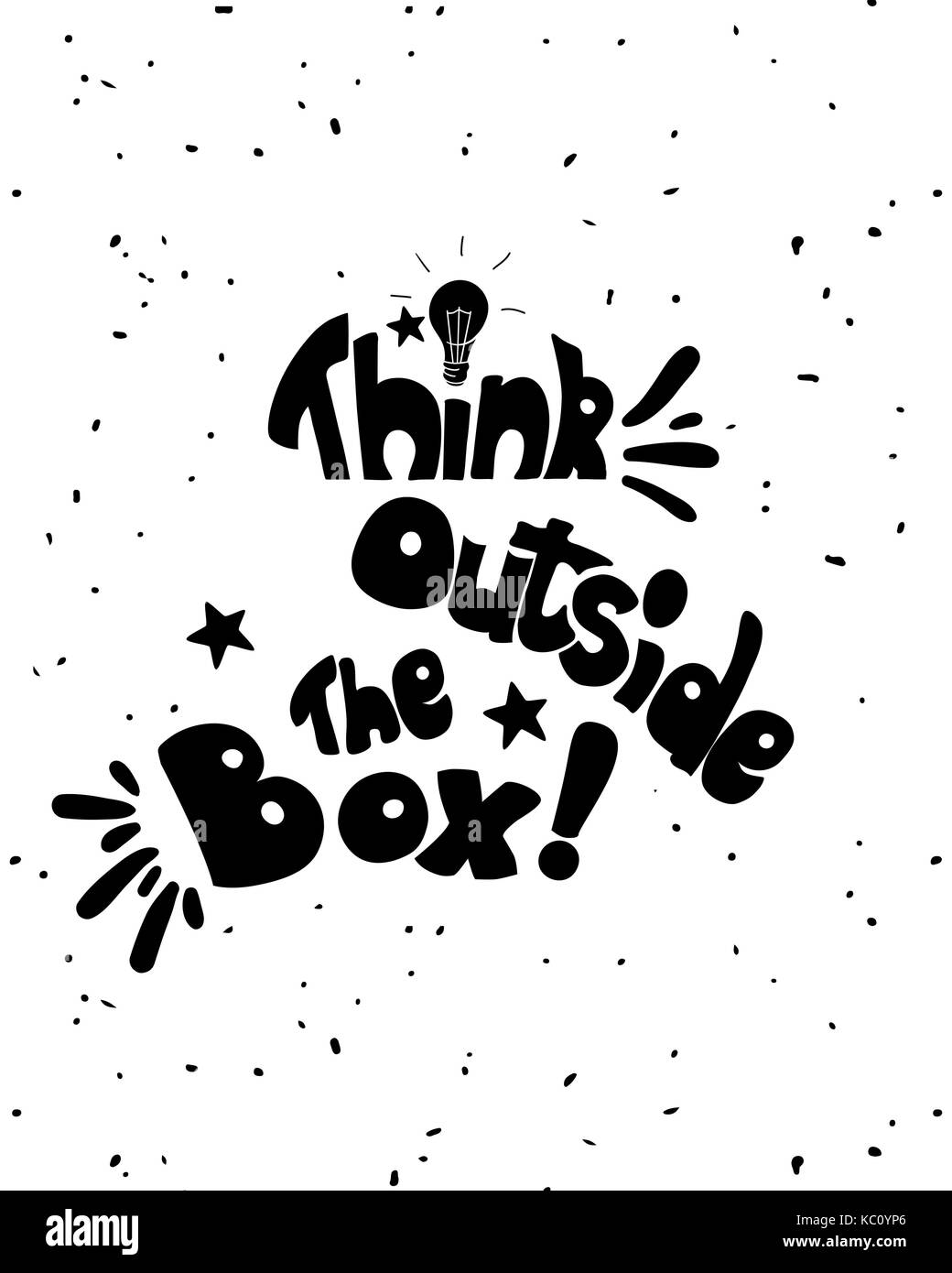 Think outside the box calligraphy. black and white inspirational ...