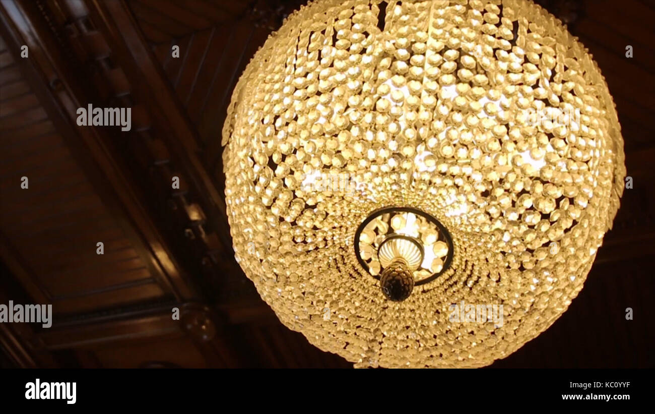 Amazing luxury chandelier on ceiling. The big crystal chandelier Stock ...