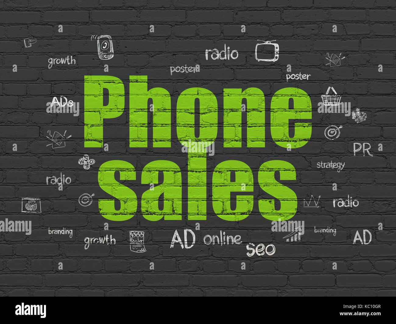 Marketing concept: Phone Sales on wall background Stock Photo - Alamy