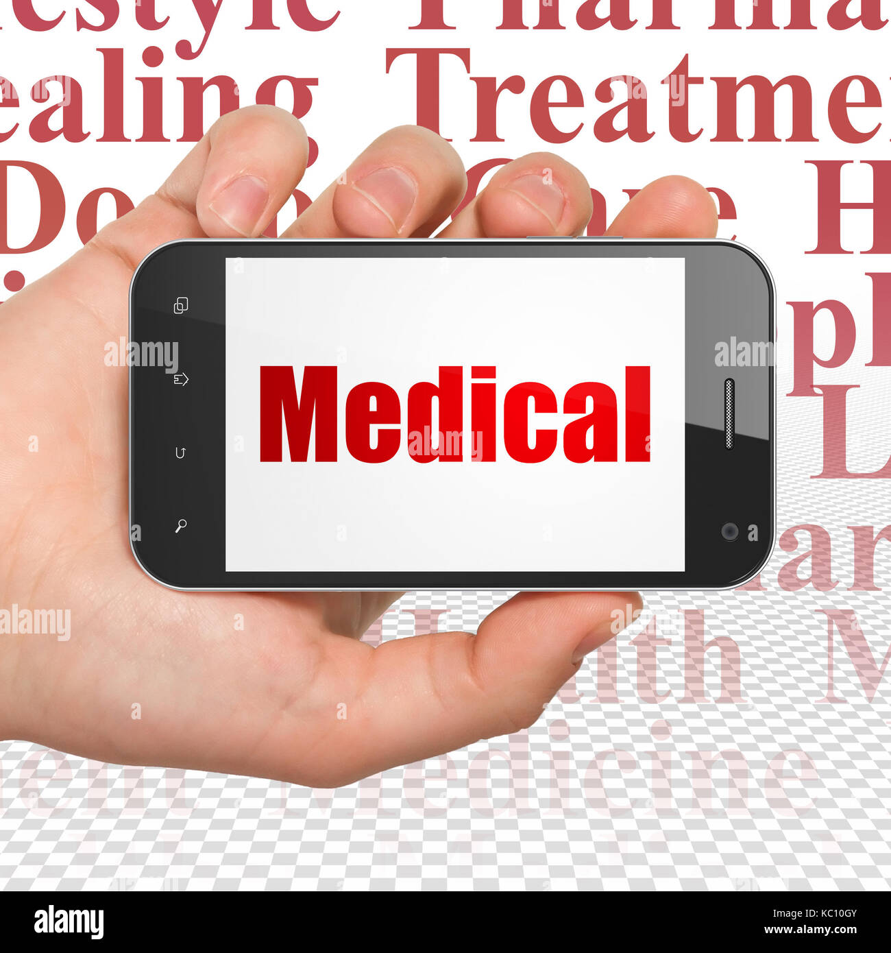 Medicine concept: Hand Holding Smartphone with Medical on display Stock ...