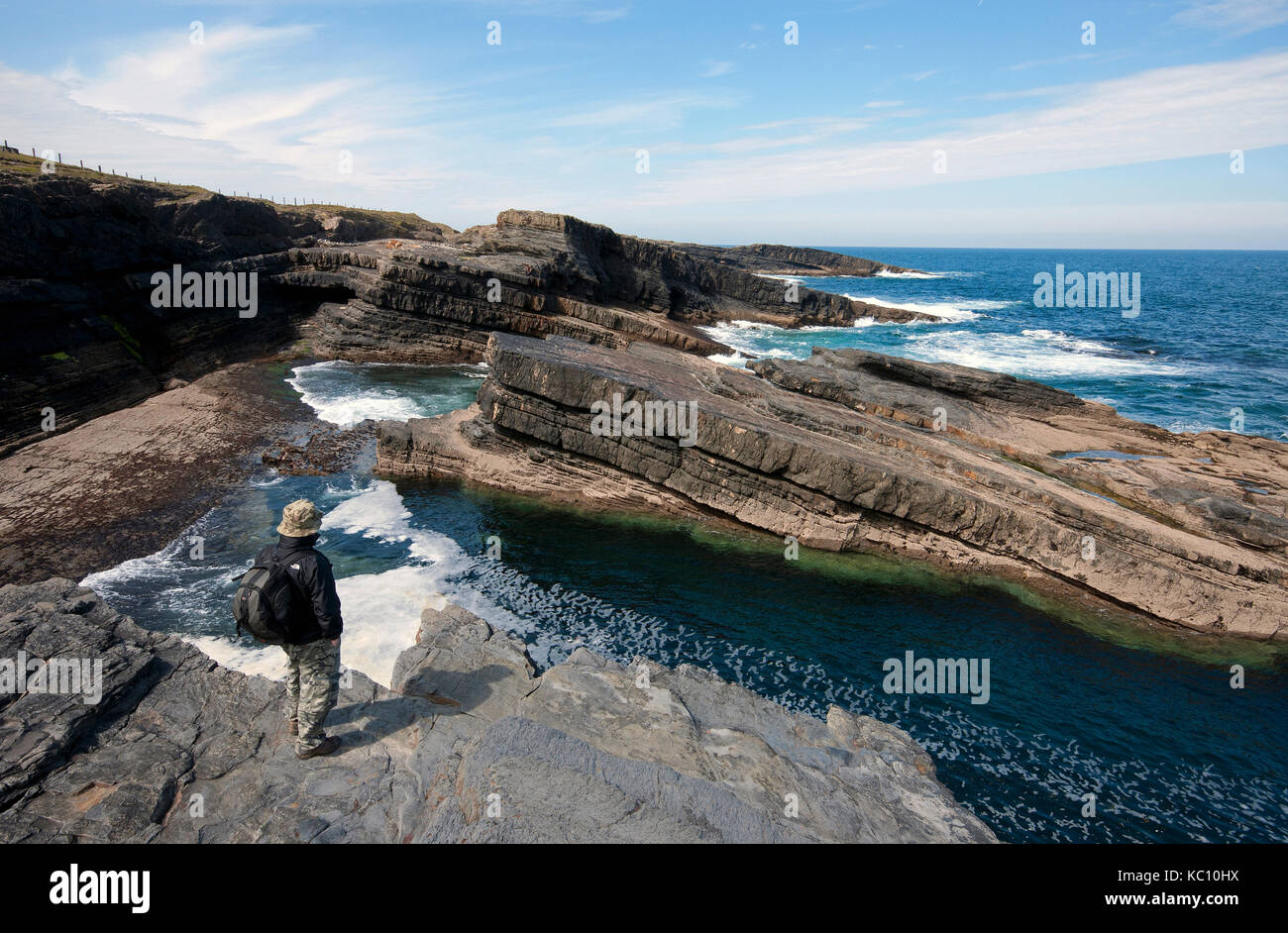Jagged cliffs near Bridges of Ross, Loop Head peninsula, County Clare ...