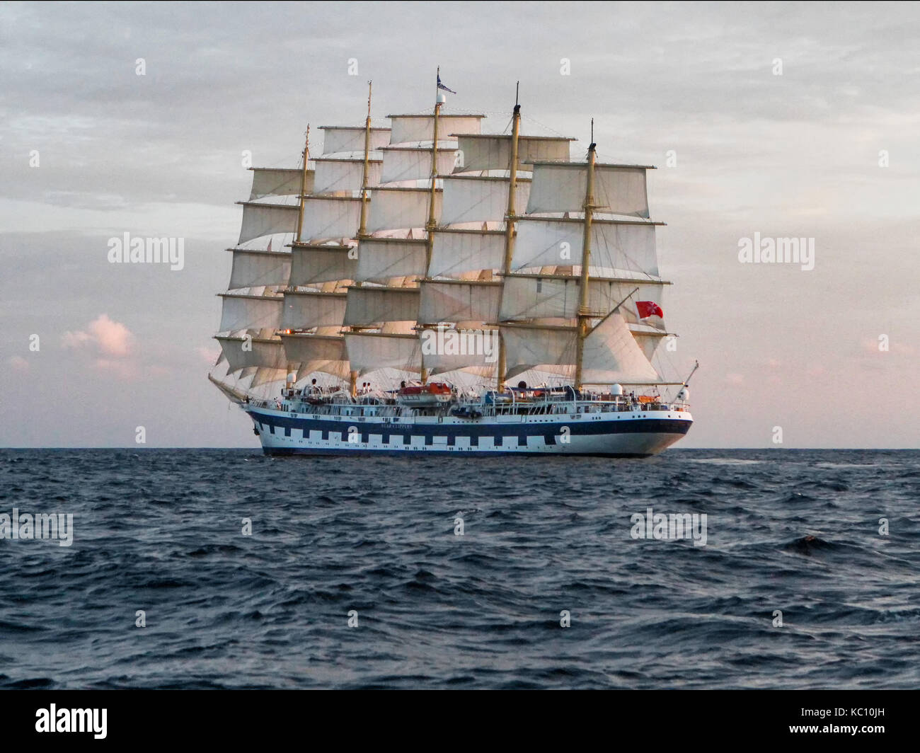 Royal Clipper square rigged sailing ship at anchor in Les Saintes Stock ...