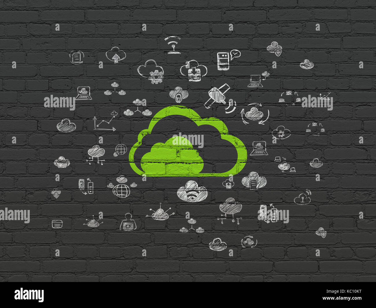 Cloud computing concept: Cloud on wall background Stock Photo - Alamy