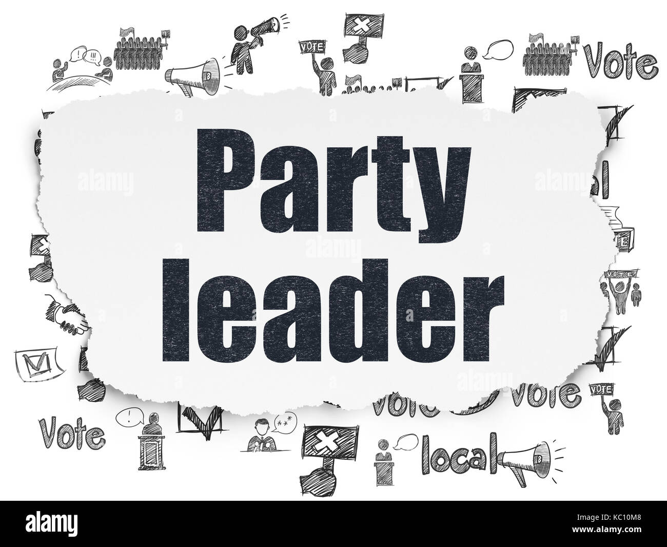 Political concept: Party Leader on Torn Paper background Stock Photo ...