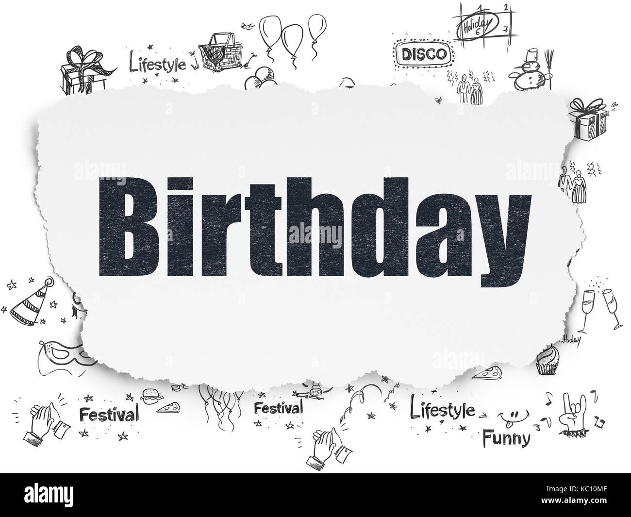 Holiday concept: Birthday on Torn Paper background Stock Photo - Alamy