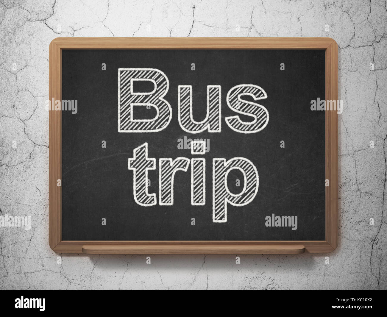 Vacation concept: Bus Trip on chalkboard background Stock Photo - Alamy