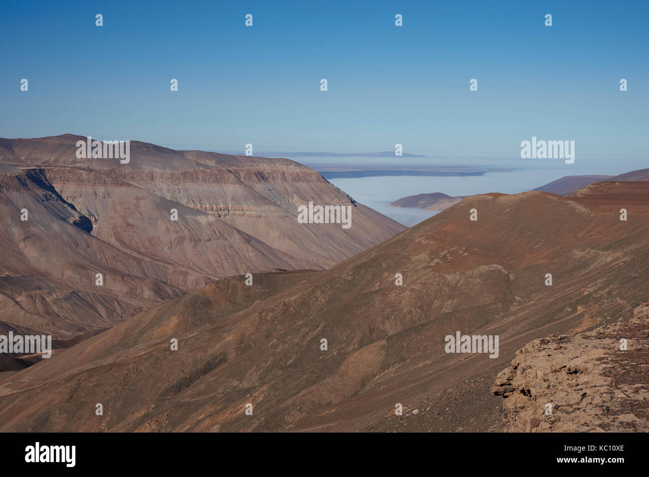 Large river canyon of the Rio Camarones running through the Atacama ...