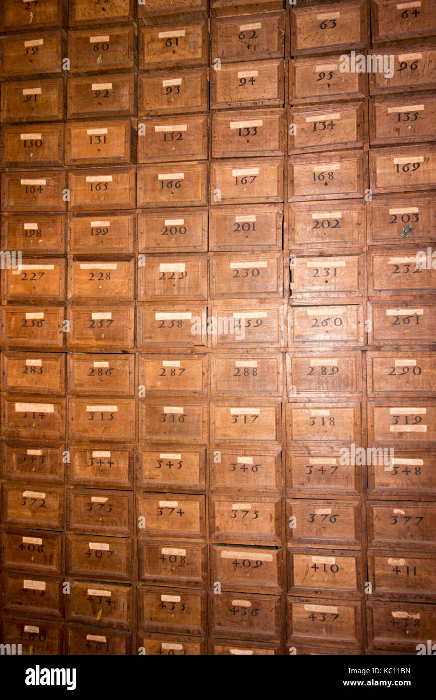 Built in numbered office drawers Stock Photo - Alamy