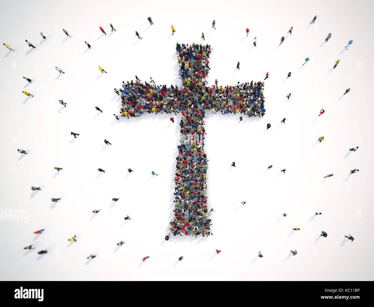 Many people together in a crucifix shape. 3D Rendering Stock Photo - Alamy