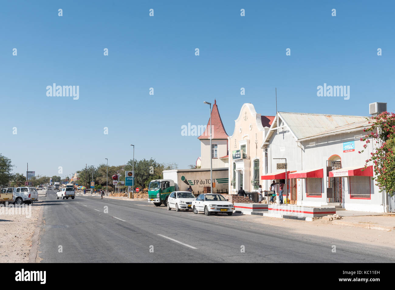 KARIBIB, NAMIBIA - JULY 3, 2017: A street scene with historic buildings ...