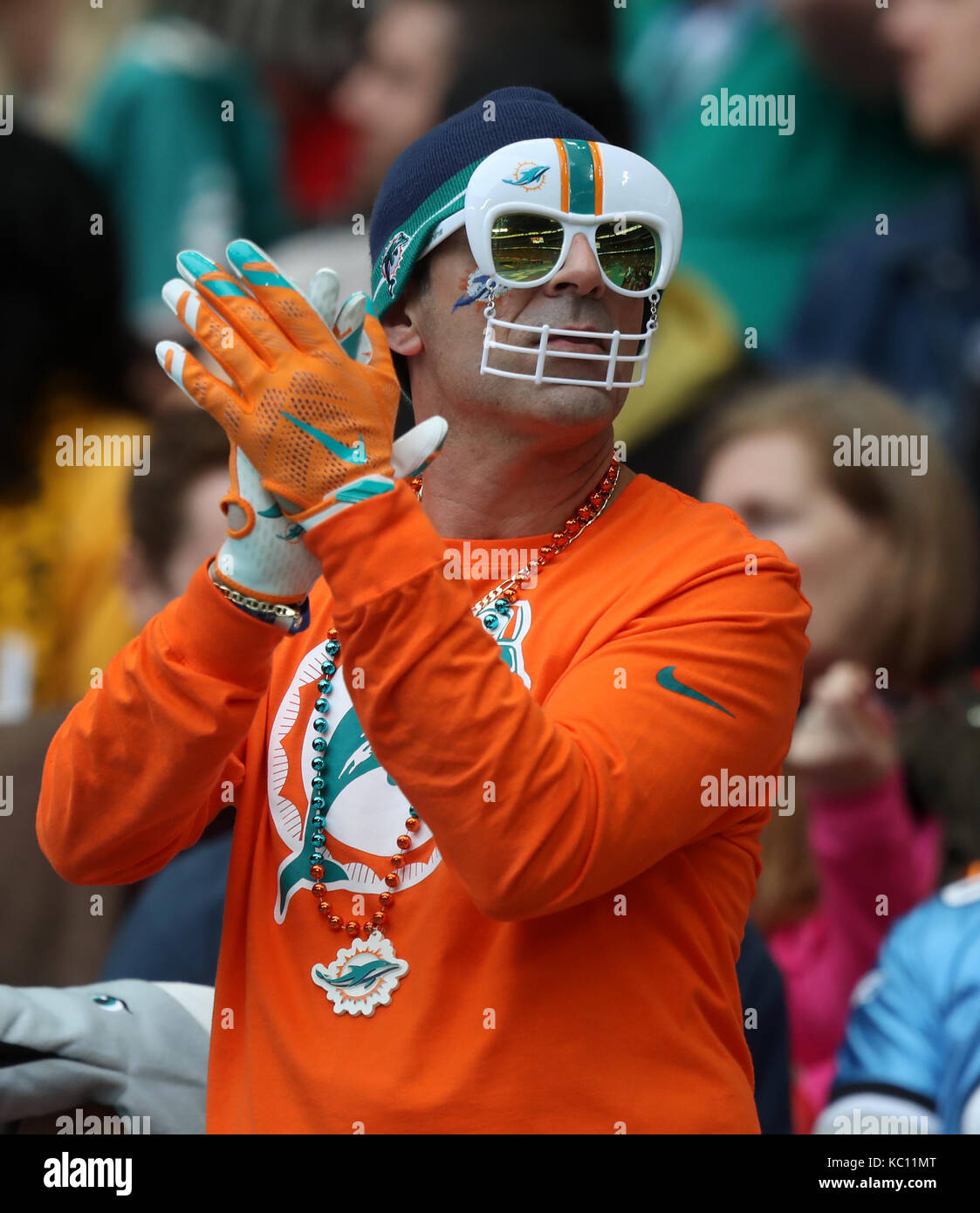 A Miami Dolphins fan during the NFL International Series match at ...