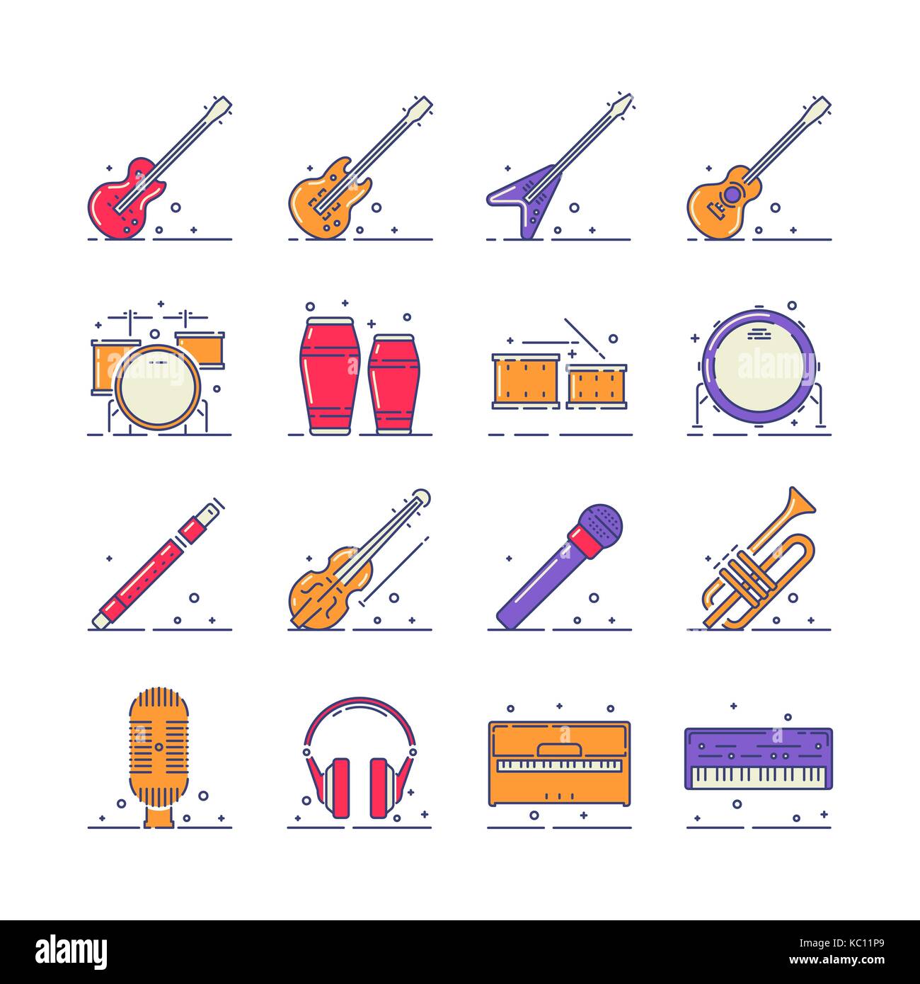 Musical instruments vector icons set on white background Stock Vector ...