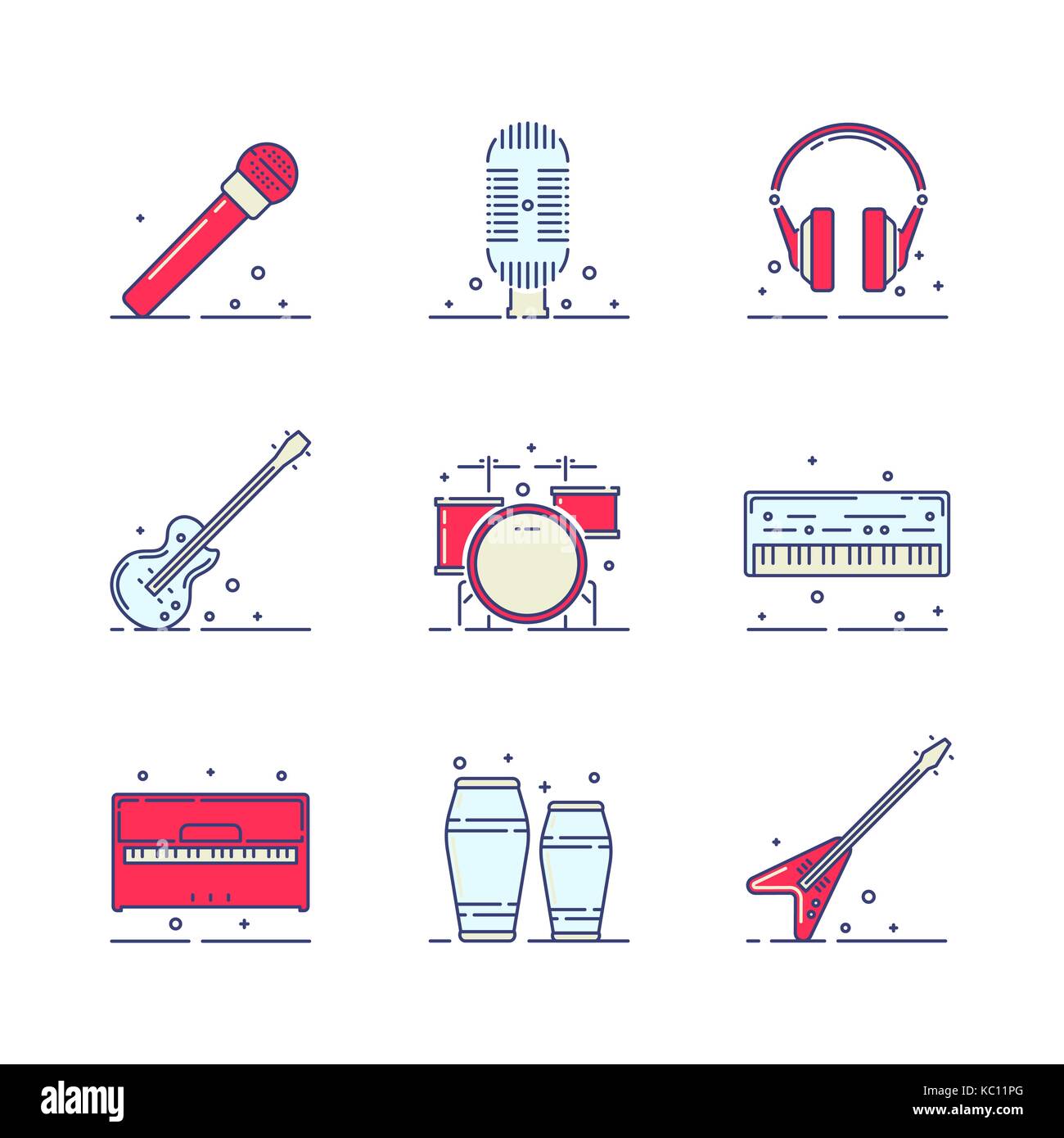 Musical instruments vector icons set on white background Stock Vector ...