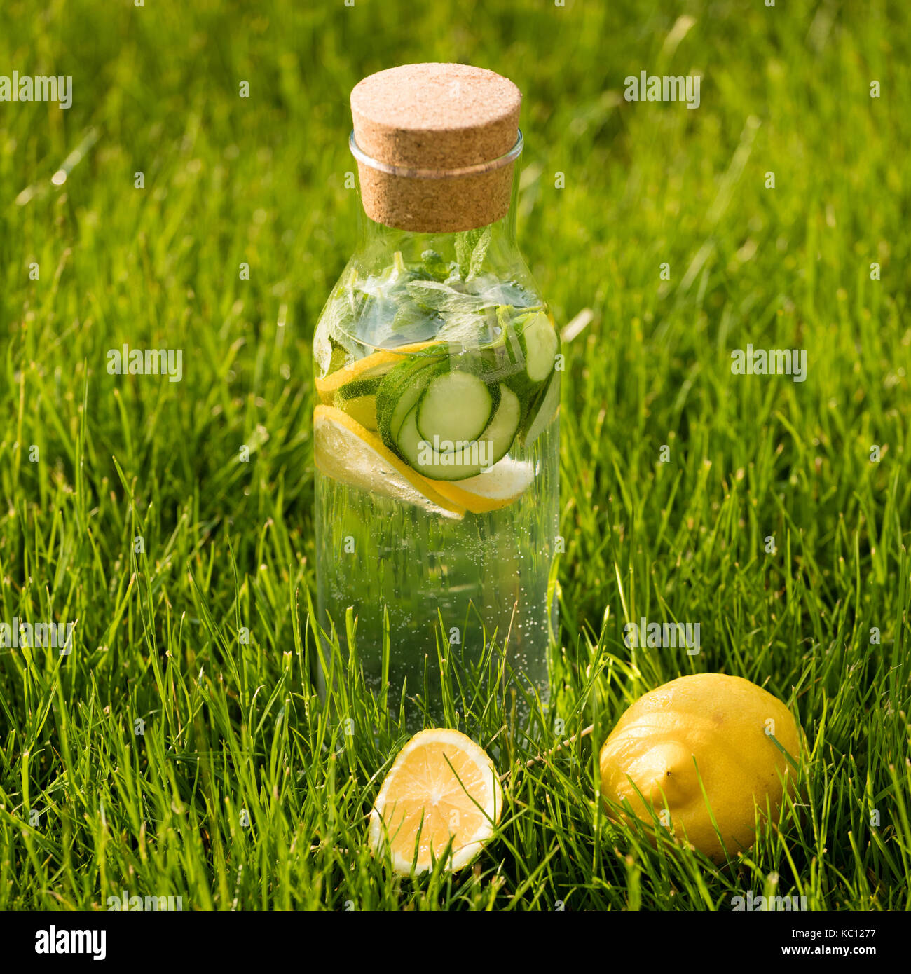 Summer fresh lemonade from lemons, mint and cucumber. Detox Water Stock ...