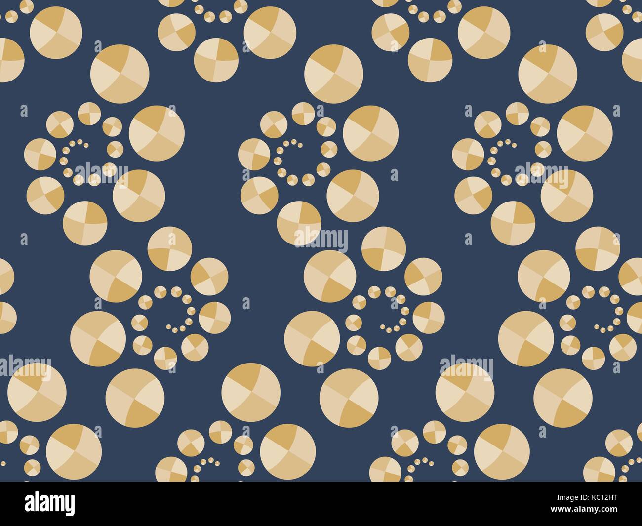 Art Deco seamless pattern with circles in gold tones. Vector ...