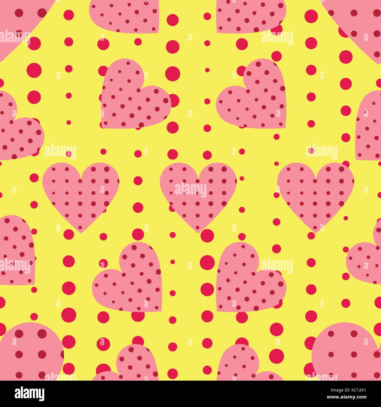 Seamless pattern with hearts and dots in a pop art style. Vector ...