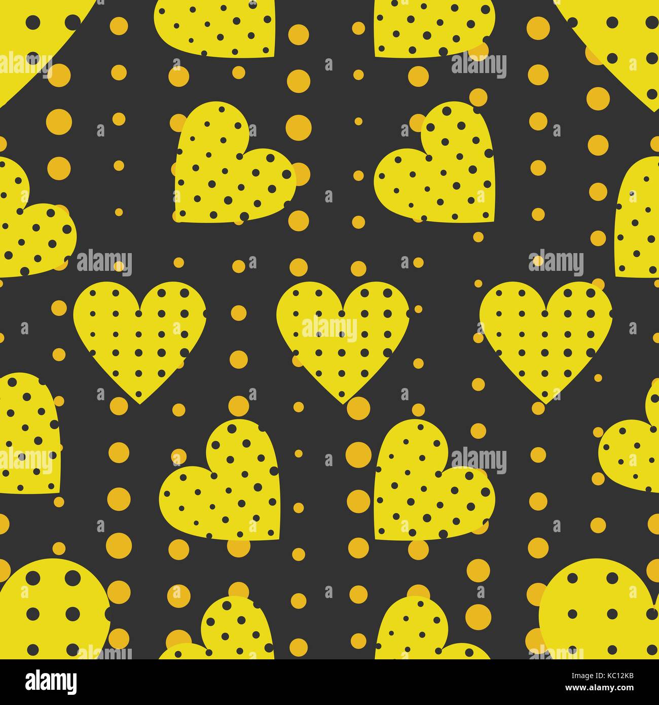 Seamless pattern with hearts and dots in a pop art style. Vector ...