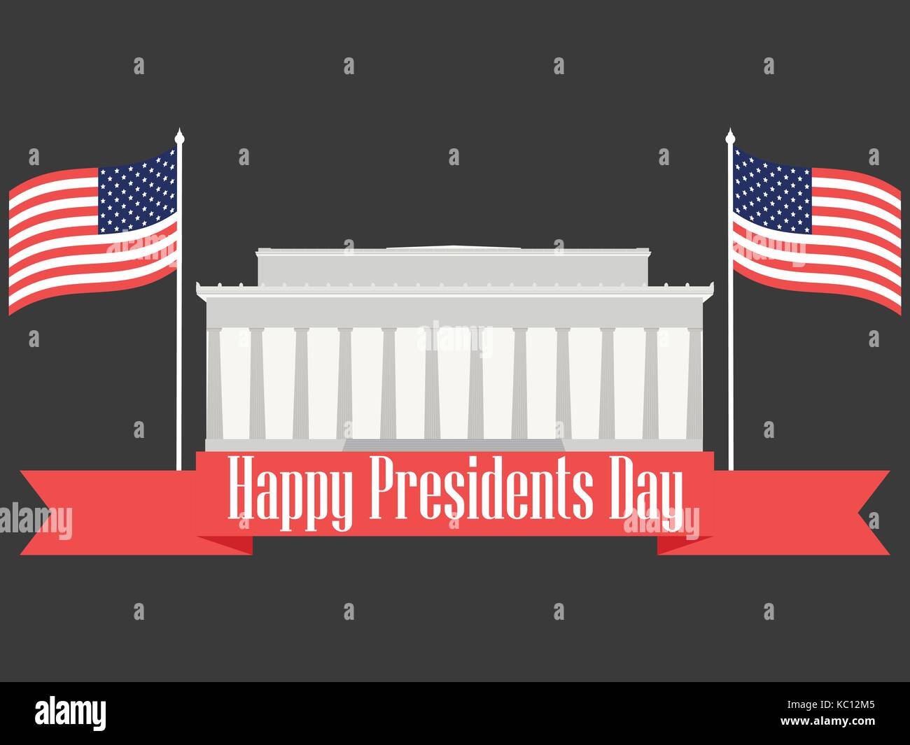 Happy Presidents Day. Banner with american flag and symbols. Vector ...