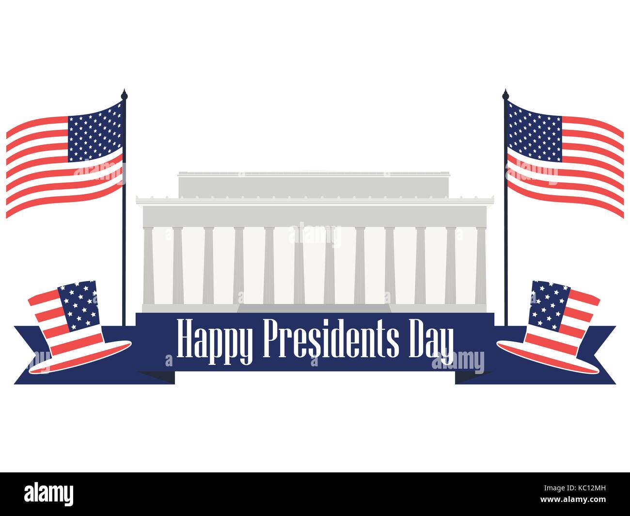 Happy Presidents Day. Banner with american flag and symbols. Vector ...