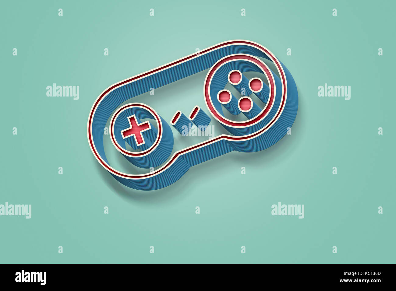 3D Gamepad with Retro Effect Stock Photo - Alamy