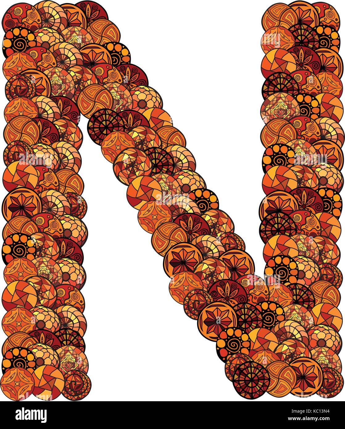 abstract vector font, made of ethnic elements - letter n Stock Vector ...